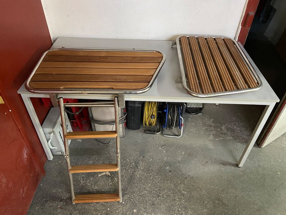 Badeplattform aus Teak und Chromstahl (Neu (gemäss Beschreibung)) in ...