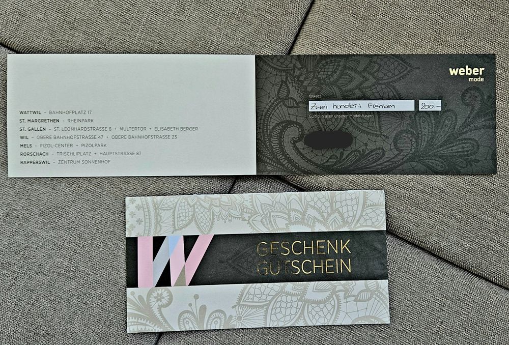 Mode Weber Gutschein | Kaufen auf Ricardo