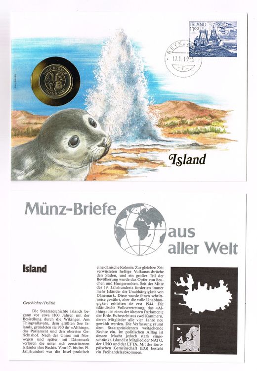 Island 1985_Münzbrief mit Beschreibung (Gebraucht) in Hombrechtikon für CHF 1 – mit Lieferung ...