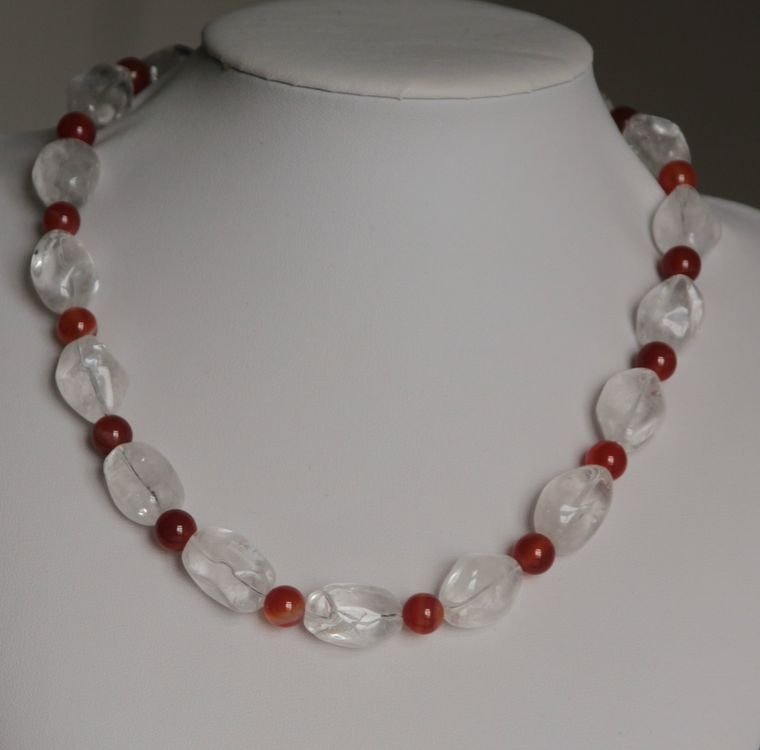 NEU: Bergkristall Karneol Kette Collier Schmuck Edelstahl (Neu (gemäss ...