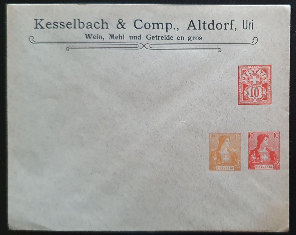 Privat-Ganzsache, 3 Farben-Frankatur, Kesselbach Altdorf Uri | Kaufen ...