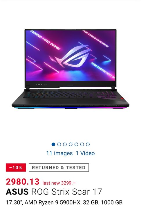 Asus ROG Strix Scar 17 - Ryzen 9, 32GB RAM, 1TB SSD (Neu (gemäss ...