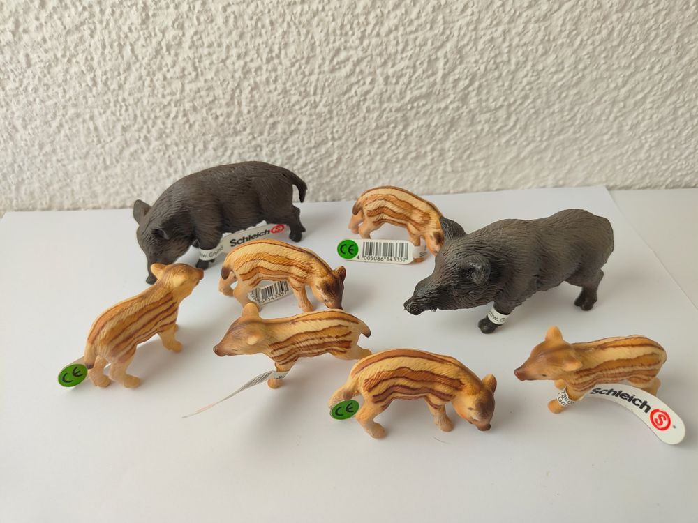 Schleich Wildschwein Familie Waldtiere Fähnchen Frischling (Gebraucht ...