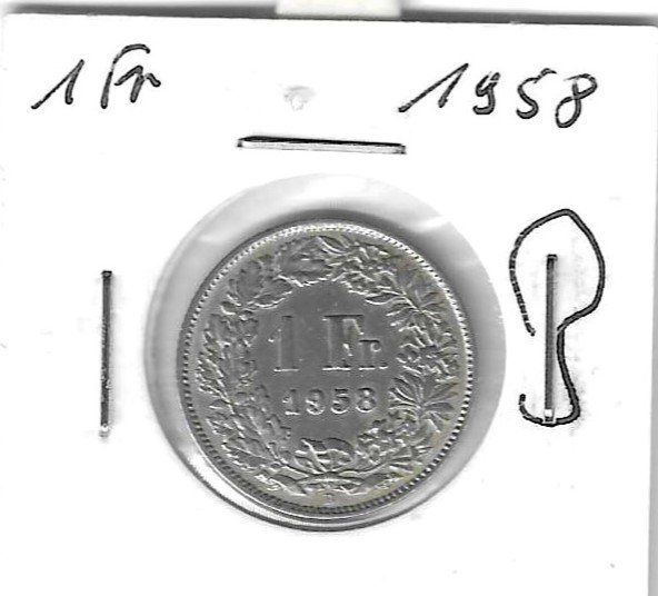 Monnaie suisse: 1 Fr 1958 (Gebraucht) in Muraz (Collombey) für CHF 3 – mit Lieferung auf Ricardo ...