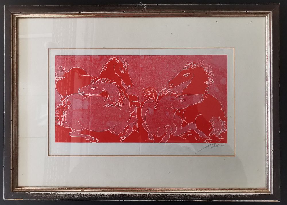 Hans Erni - rote Pferde - Originallitho | Kaufen auf Ricardo