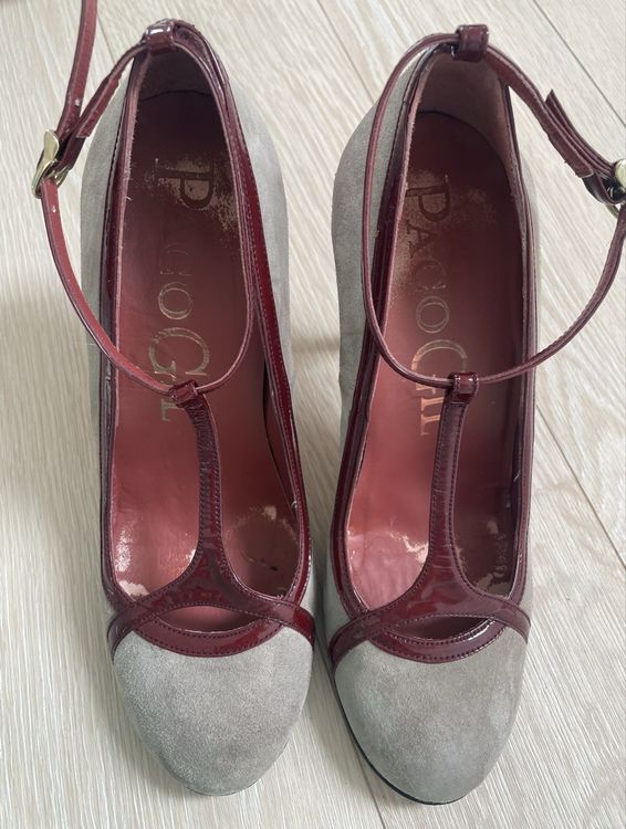 Paco Gil Grey Suede T-Strap Pumps High Heels EU 39 (Gebraucht) in ...
