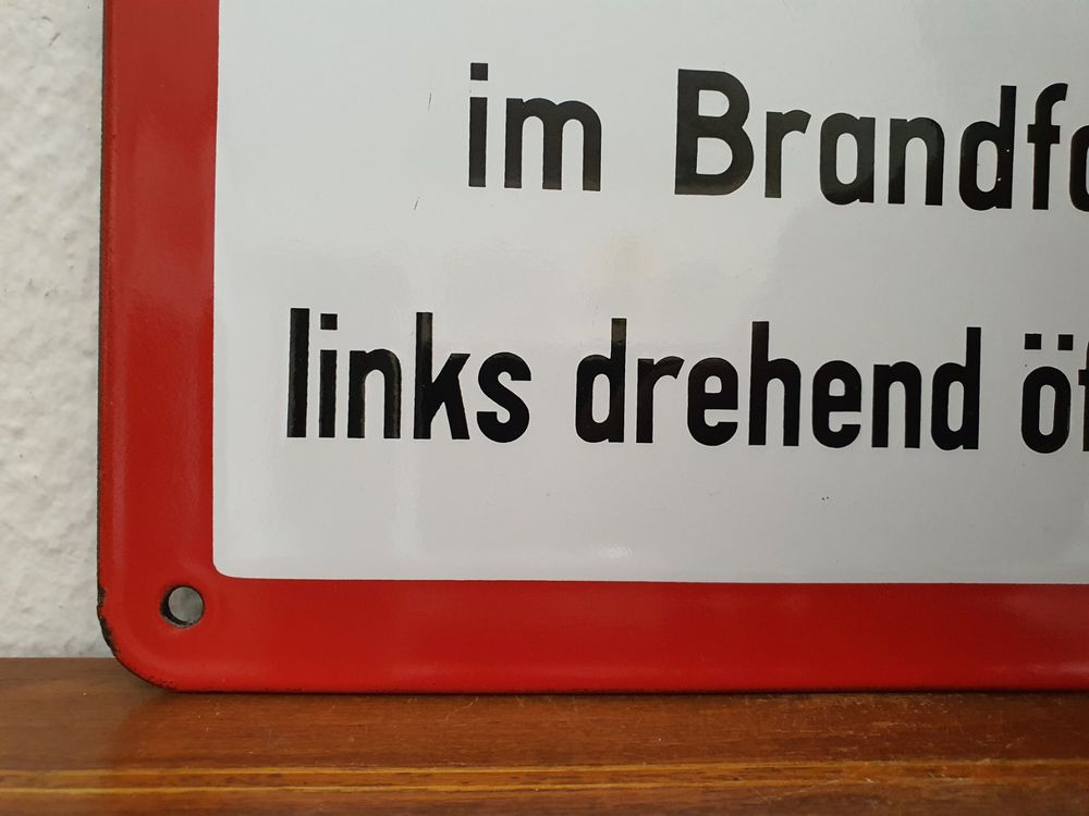 Emailschild Brand Schieber Brandfall Emaille Schild Fabrik (Neu (gemäss ...