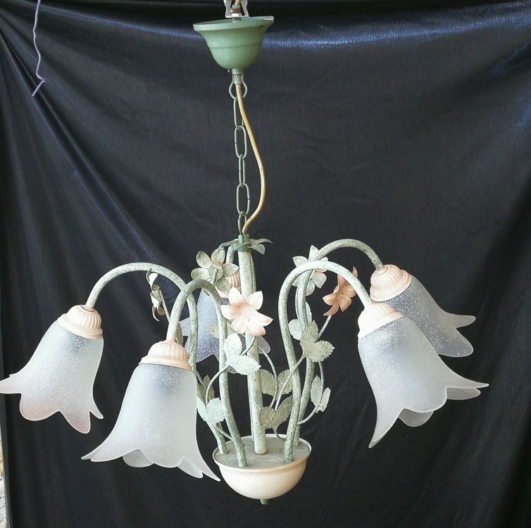 Schöne Shabby Chic Deckenlampe Metall mit 2 Nachttischlampen | Kaufen ...