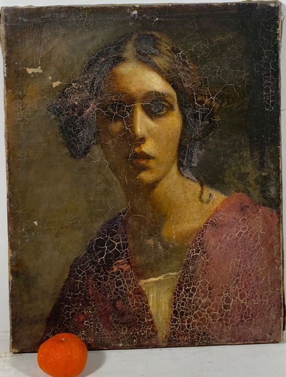 Antikes Gemälde Porträt von einer Dame unleserlich Signiert | Kaufen auf Ricardo