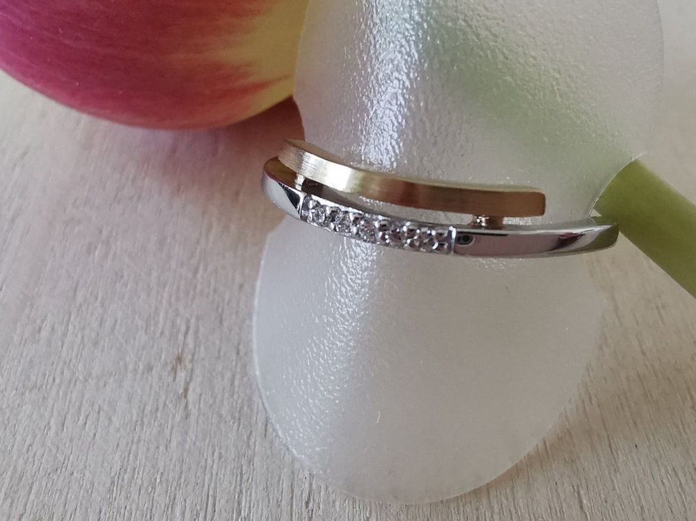 Schlichter, moderner 18Kt. Bi-Color DR, echte Brillanten (Neu und ...