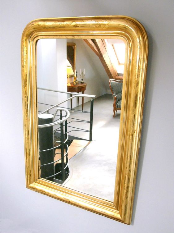 S0150 Antiker Spiegel mit Floralgravur Louis Philippe ~1850 (Gebraucht ...