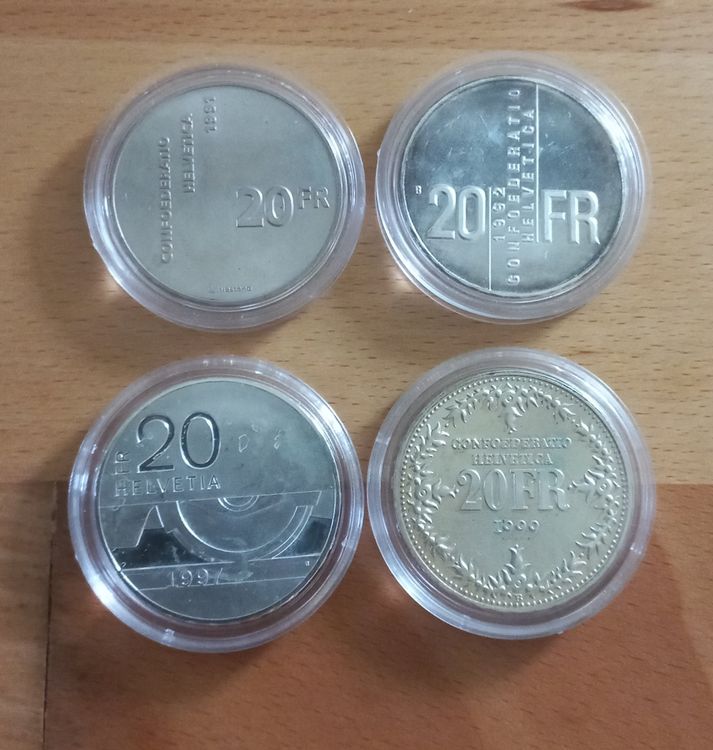 20 Franken Gedenkmünzen, 1991,1992, 1997 und 1999 | Kaufen auf Ricardo