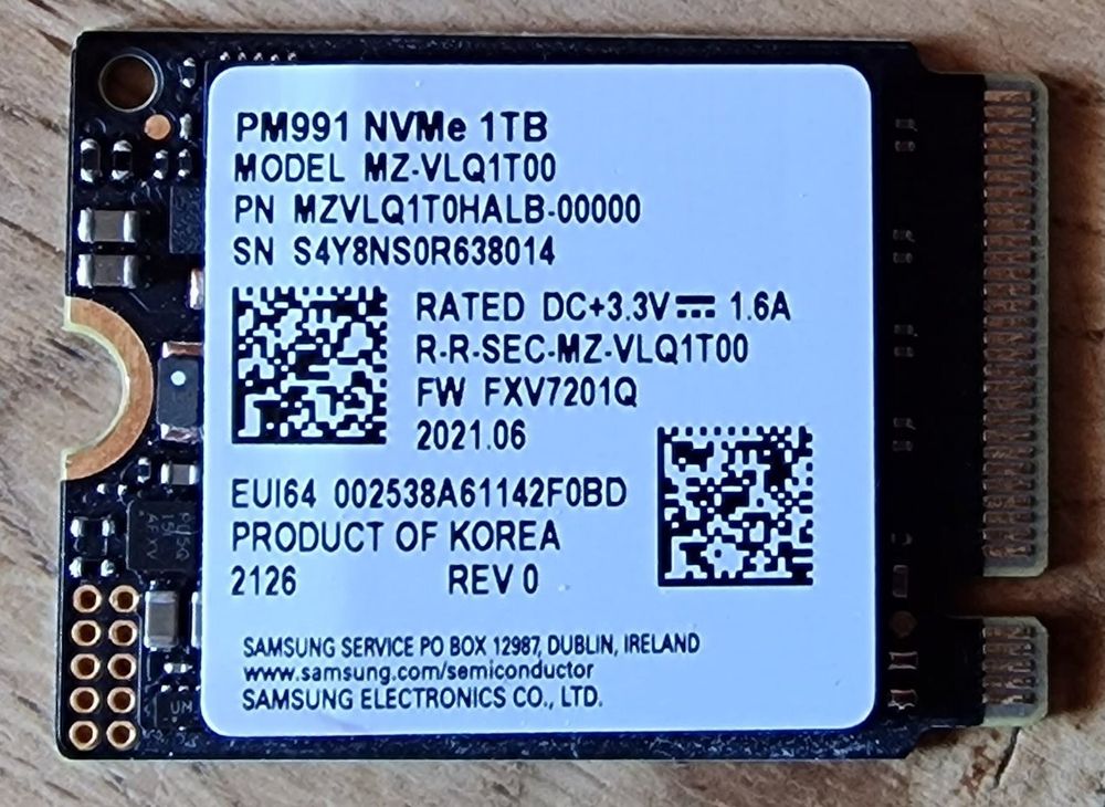 PM991 M.2 2230 1TB SSD NVMe PCIe Gen3 x4 Samsung | Kaufen auf Ricardo