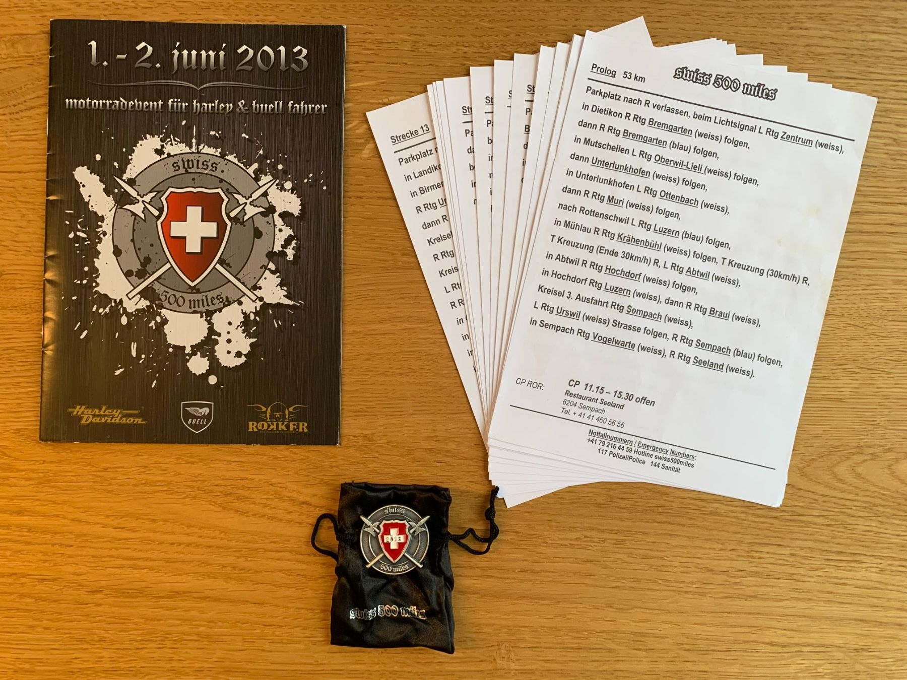 Swiss 500 Miles 2013 - komplettes Set mit Pin & Unterlagen (Gebraucht ...