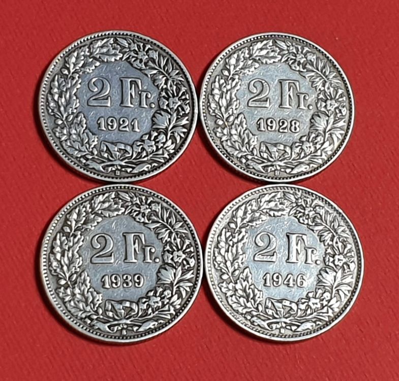 2 Franken 1921,1928,1939,1946 „Silber“ (Gebraucht) in Uttigen für CHF 22 – mit Lieferung auf ...