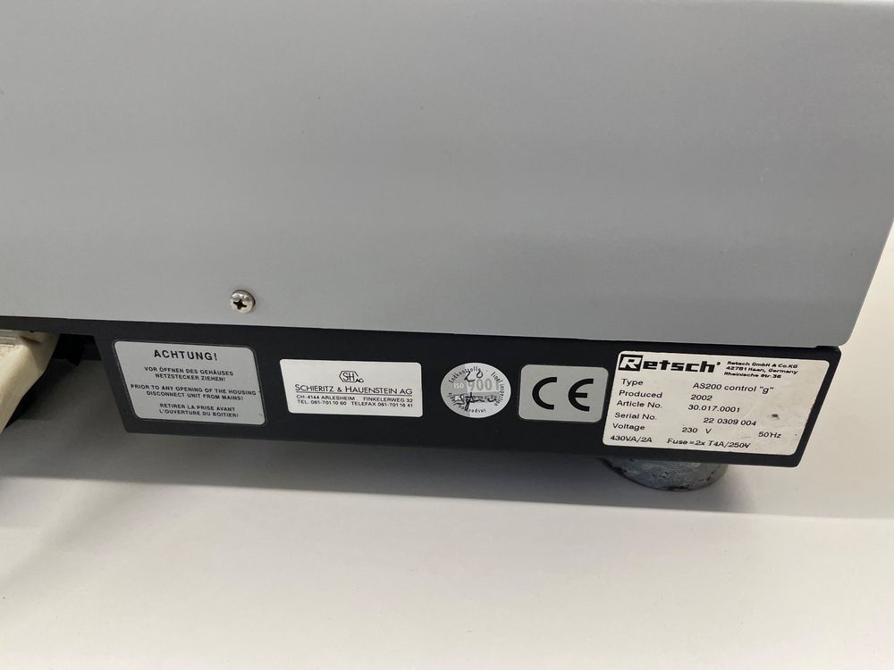 Retsch Analyse Siebmaschine AS200 control "g" (Gebraucht) in Niederdorf ...