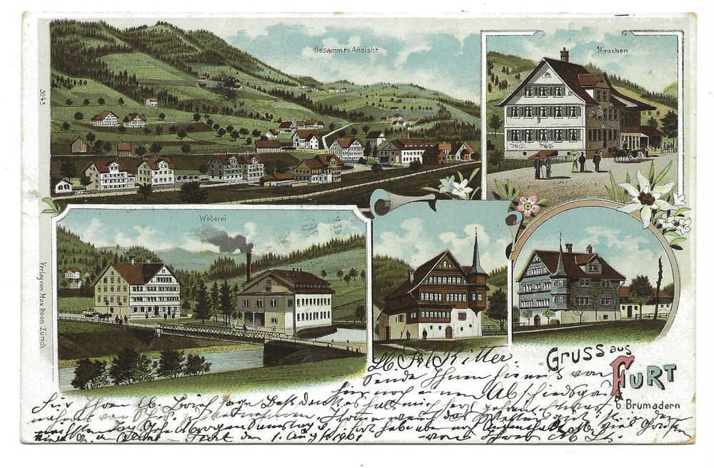Gruss aus Furt bei Brunnadern (SG) Toggenburg - Litho - 1902 | Kaufen auf Ricardo