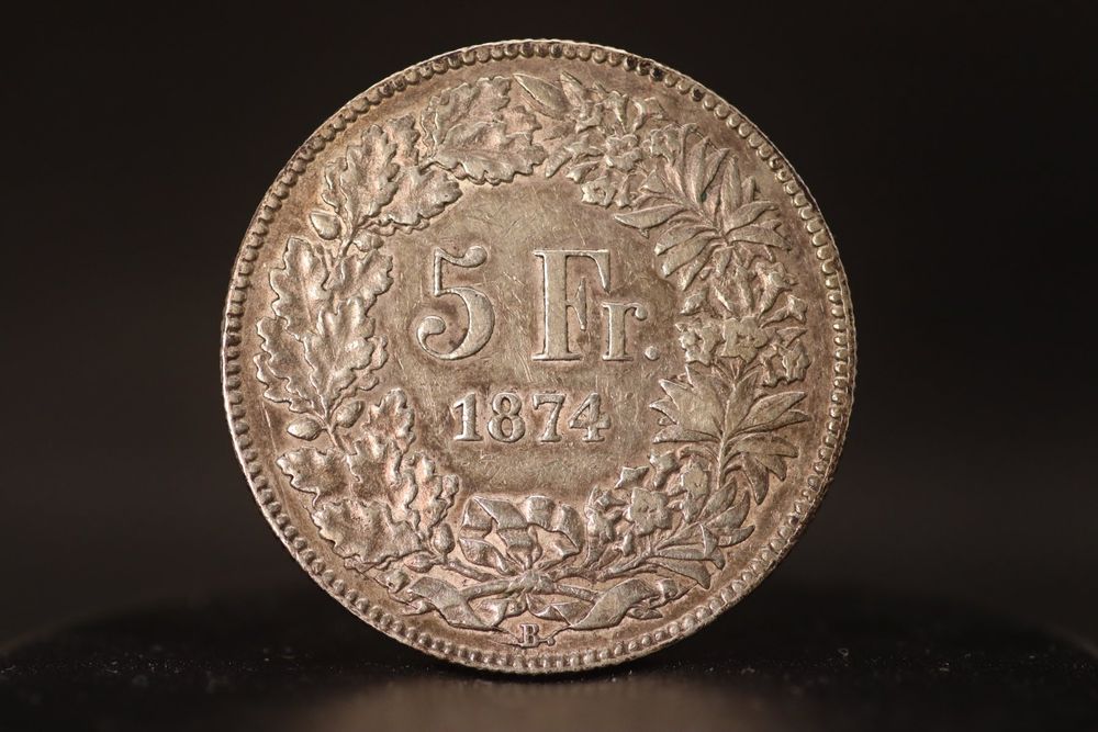 5 Franken 1874 B Sitzende Helvetia | 5 Fr. Silber | Ab. 1.- (Gebraucht) in Kaltbrunn für CHF 105 ...