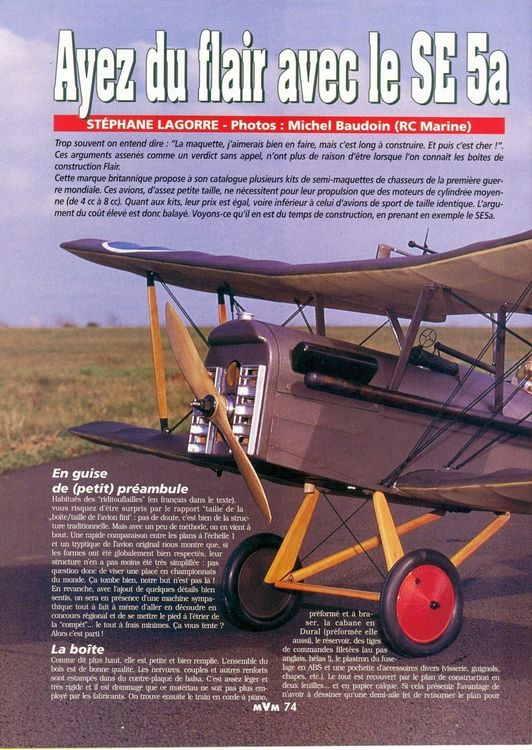 FLAIR RC SE-5a Fighter Flying Model Plan | Kaufen auf Ricardo