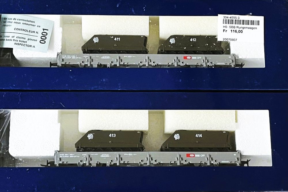 Roco H0 SBB Rungenwagen 2 Wagen (2Ks), beladen, OVP und neu (Neu und ...