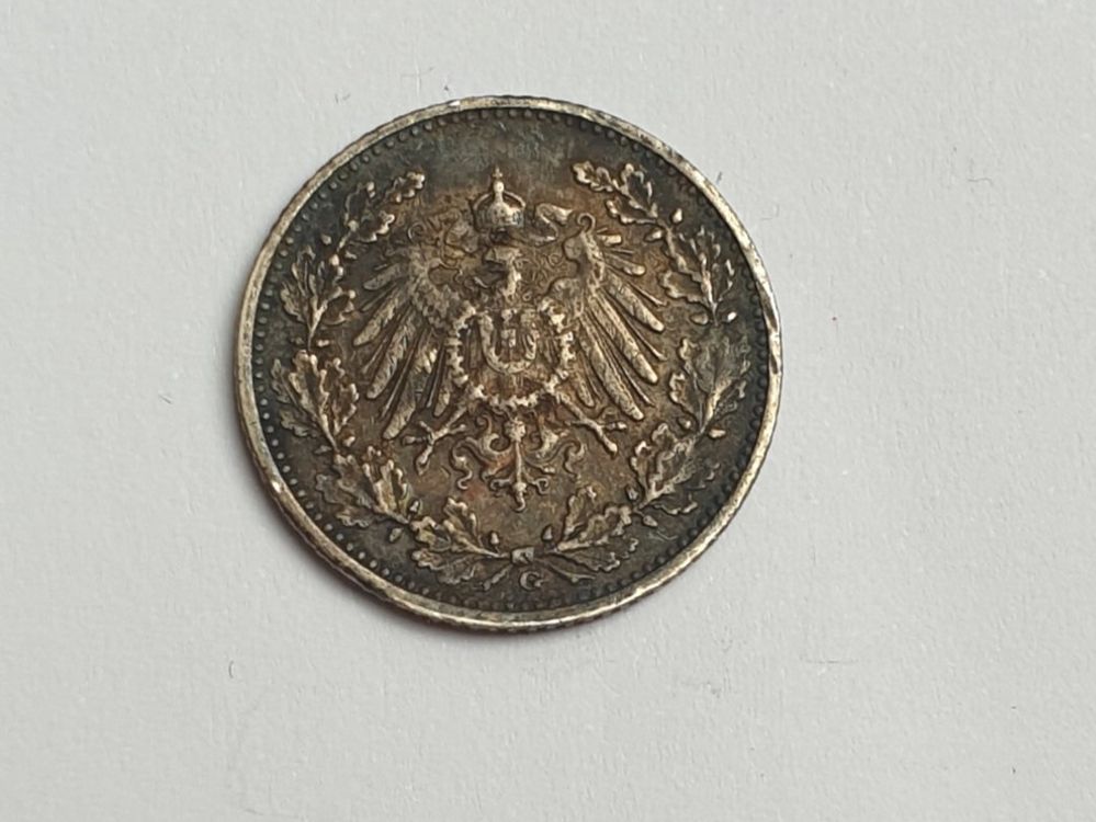 🇩🇪 1/2 Mark 1917 G (Rarer) *** Silver 2.78g .900 (Gebraucht) in ...