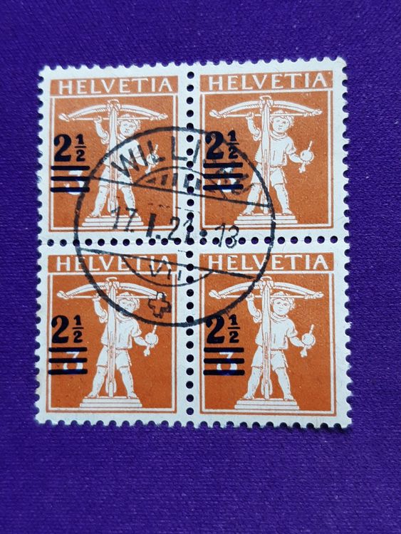 Vollstempel WILLISAU, 4er Block Tellknabe 2 1/2 auf 3 Rp. | Kaufen auf Ricardo
