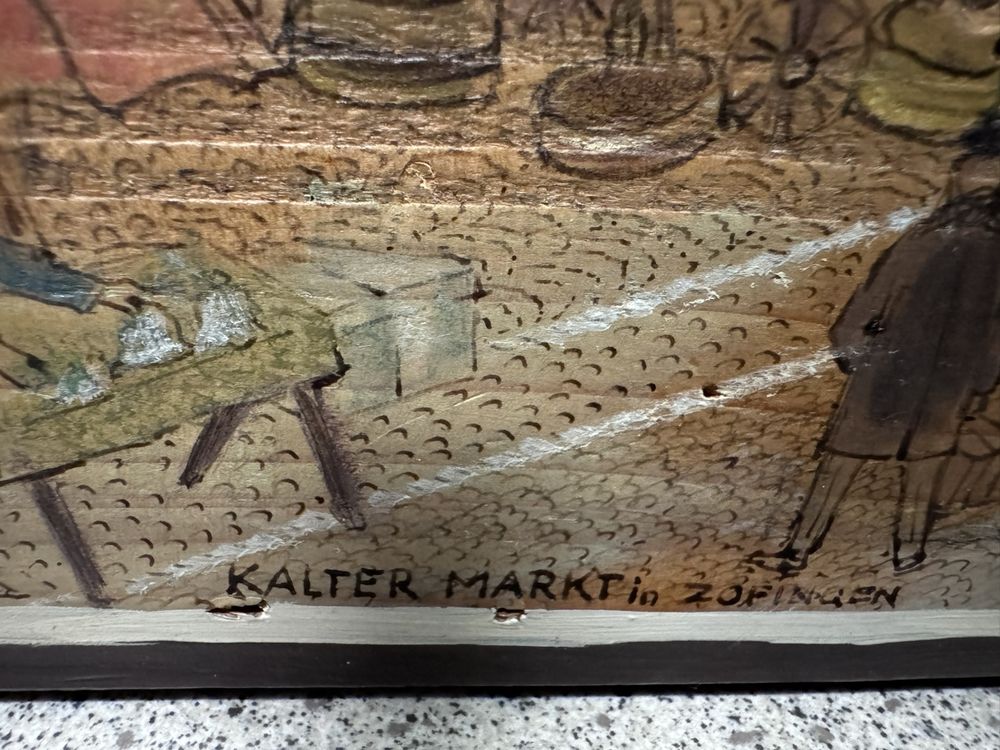 Alte Holzgemälde von E. Hofstettler Kalter Markt in Zofingen (Gebraucht ...