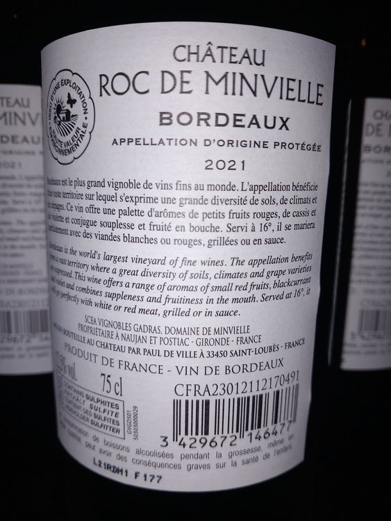 Lot de 3 chateau roc de minvielle bordeaux 2021 | Kaufen auf Ricardo