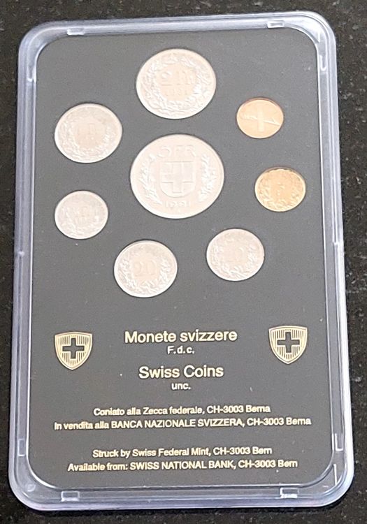 CH - Münzsatz 1991 stgl "5 Franken vertiefte Randschrift" (Neu (gemäss Beschreibung)) in Arch ...