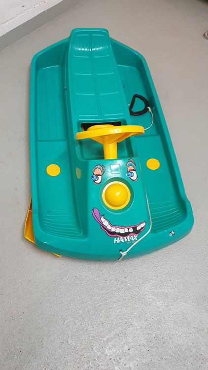 HAMAX Schneebob / Bob Schlitten grün/gelb mit Lenkung (Gebraucht) in ...