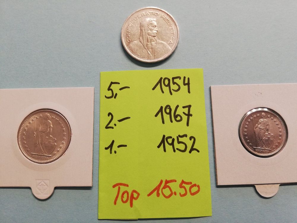 Schweizer Silbermünzen 5Fr/2Fr/1Fr (Gebraucht) in Engi für CHF 16.5 – mit Lieferung auf Ricardo ...