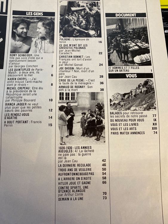 PARIS MATCH - 1980 - JOE DASSIN - ROMY SCHNEIDER - 39-45 | Kaufen auf ...