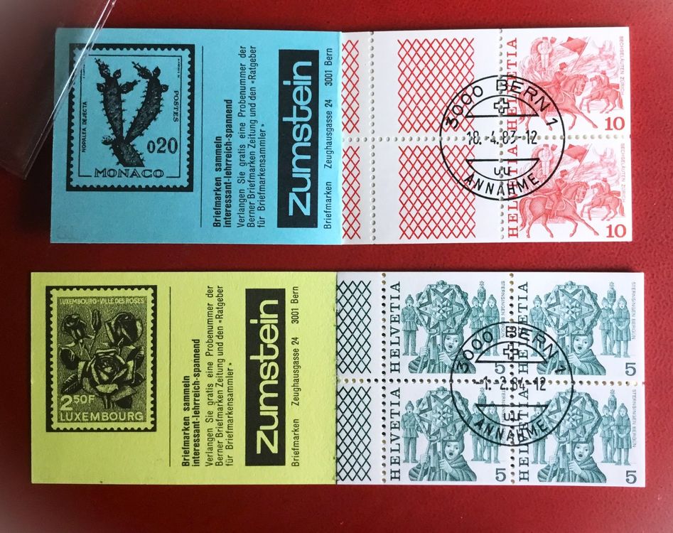 2 Markenheftchen 'Volksbräuche' O-72e und O-78a, ET-Stpl. (Gebraucht) in Belp für CHF 13 – mit ...