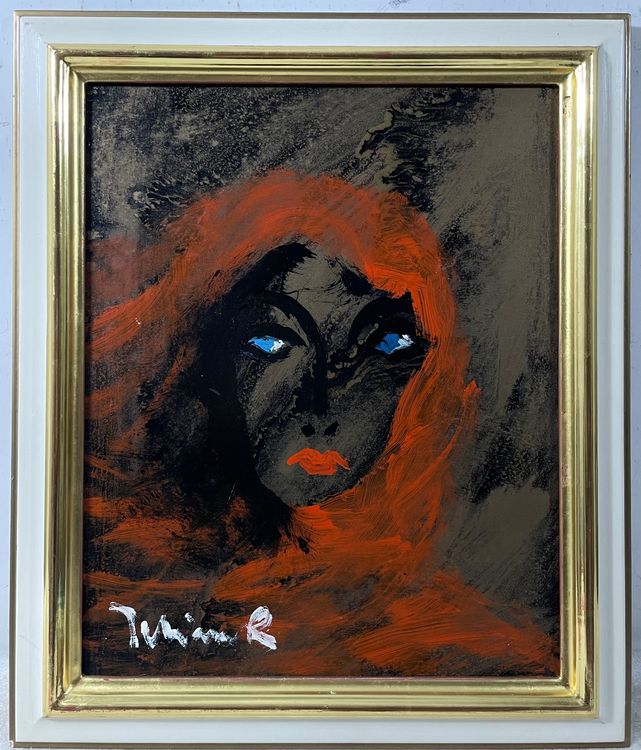 Gemälde einer Dame mit Kopfbeschmückung unleserlich Signiert | Kaufen auf Ricardo