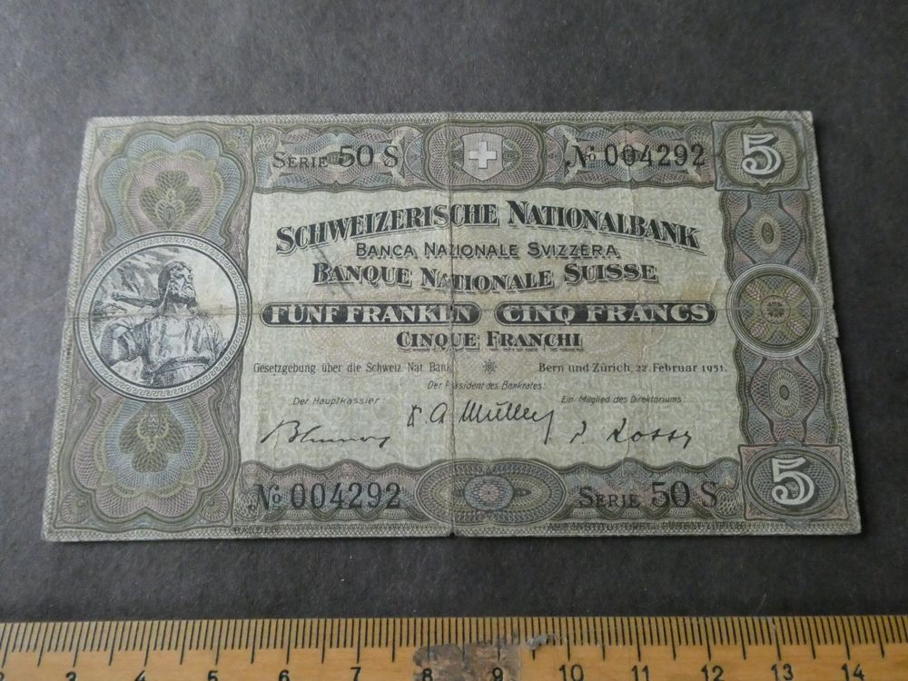 Schweiz 1951, 5 Franken (Gebraucht) in Hinterforst für CHF 11 – mit Lieferung auf Ricardo kaufen