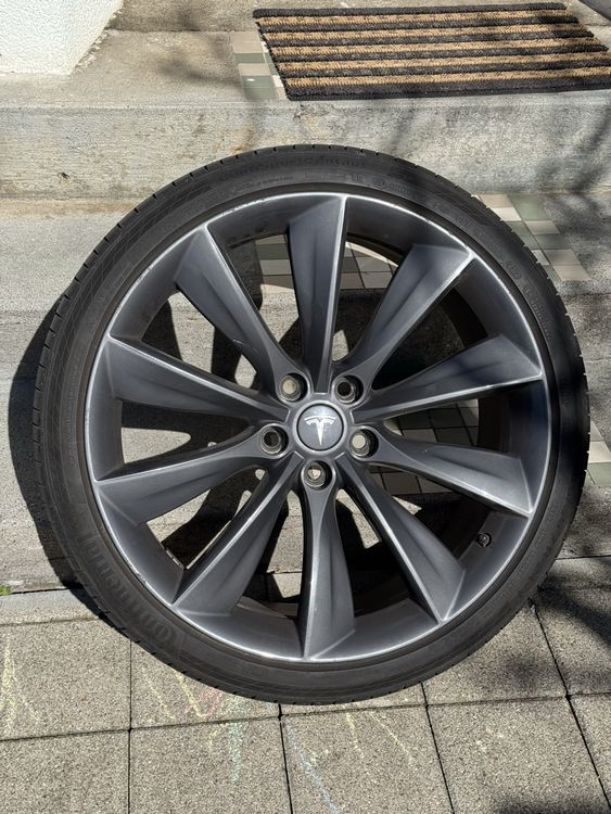 4x Tesla Model S Felge Turbine 21" mit Reifen 245 35 ZR21 (Gebraucht ...