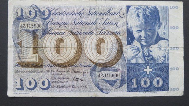 100 Schweizer Franken Note von 1963 St. Martin (Gebraucht) in ...