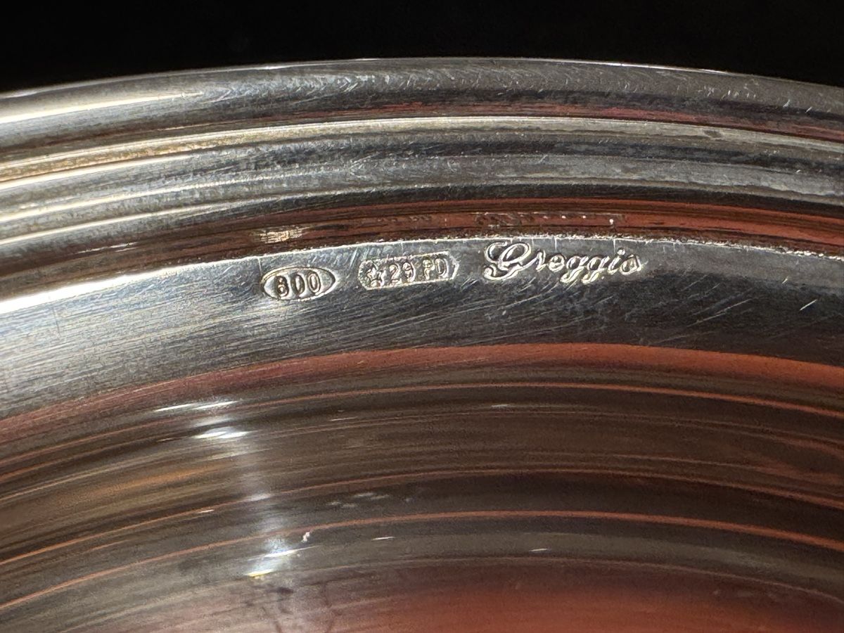 Silver bowl with foots, from Italy with spoon 109 gr Greggio (Gebraucht ...