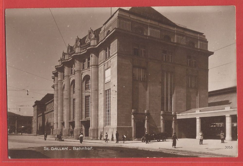 St. Gallen - Bahnhof mit Oldtimer - Fotokarte 1917 (Gebraucht) in Fislisbach für CHF 4 – mit ...