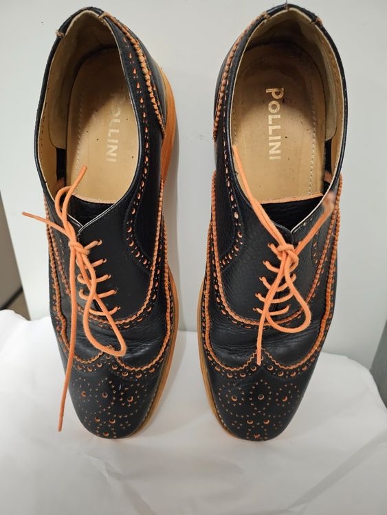 Chaussures "Pollini" Homme/cuir bleu marine/semelle orange | Kaufen auf ...