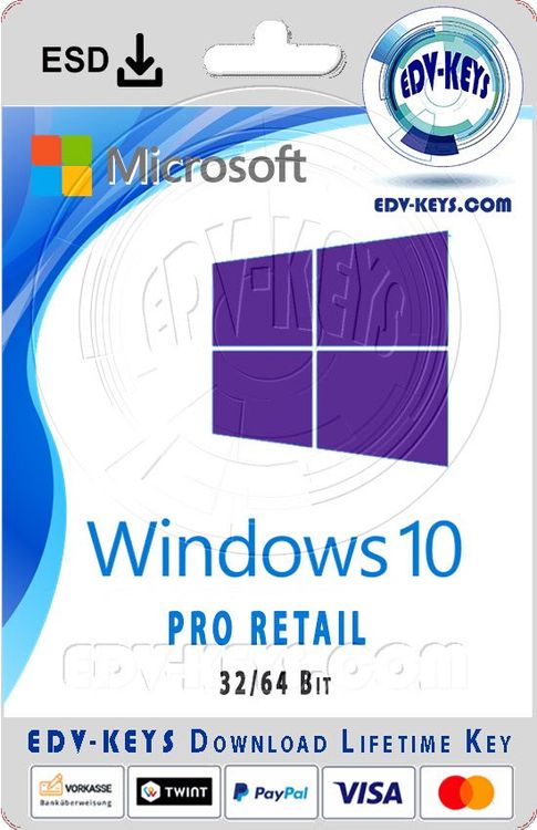 Windows 10 Pro-Retail 32/64 Bit Key MultiLanguage (Neu (gemäss ...
