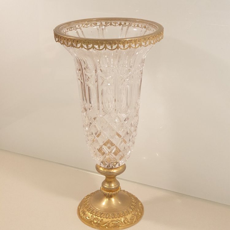 Antike Jugendstil Kristall-Vase mit dekorativem Messing | Kaufen auf ...