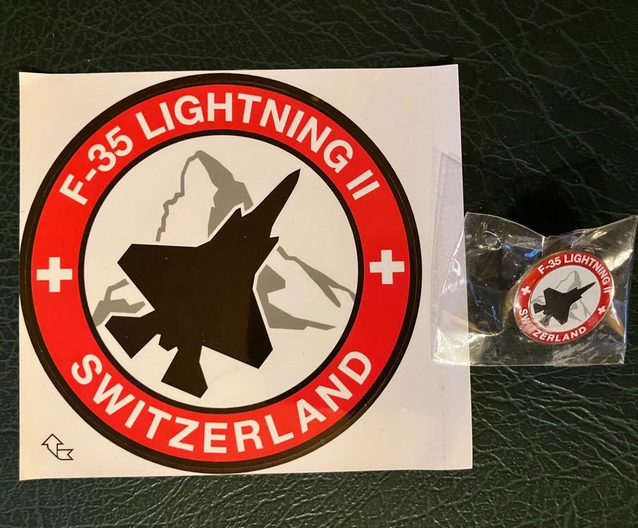 Schweizer Luftwaffe Pin F-35 inklusive Aufkleber. (Neu (gemäss ...