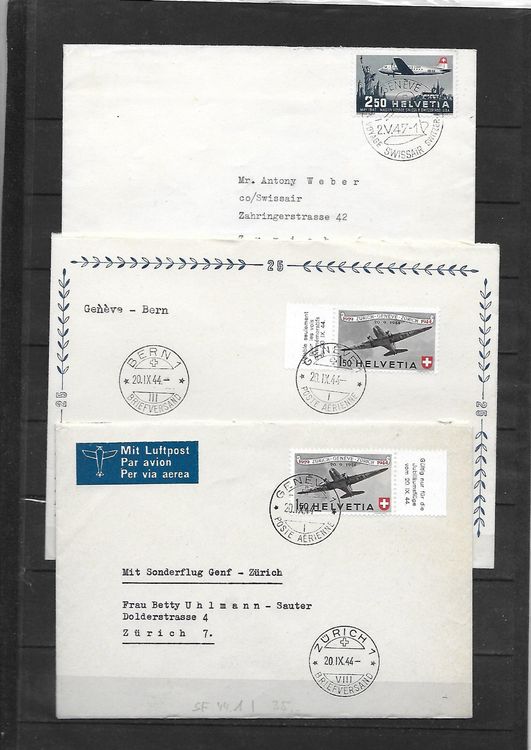 3 SF Belege 1944+1947 SF44.1l + m SF 47.5b Kat: CHF 110.- (Gebraucht) in Basel für CHF 7 – mit ...