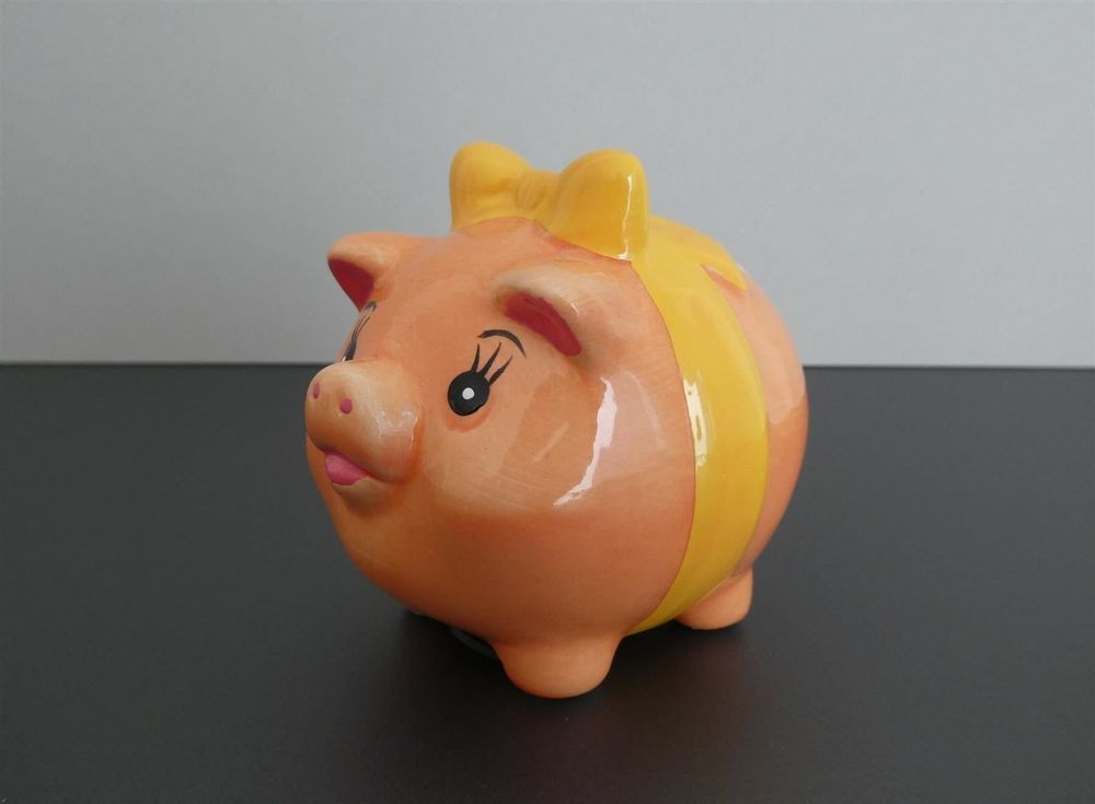 Spardose / Kässeli / Sparschweinchen 8.5 cm, 70er Jahre (Neu (gemäss ...