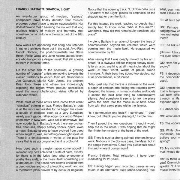 Franco Battisto, Ekemi Sakamoto - Shadow, Light (Gebraucht) in ...