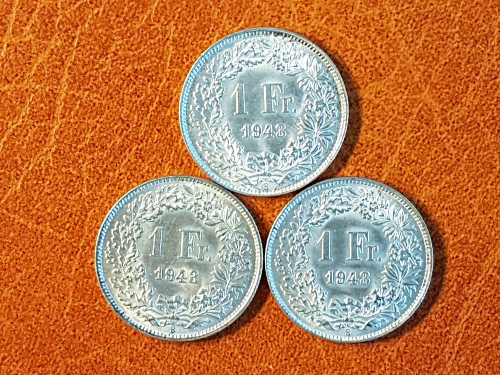 1 Franken 1943 Silber kaum zirkuliert / 3 Stück (Neu (gemäss Beschreibung)) in Worb für CHF 9 ...