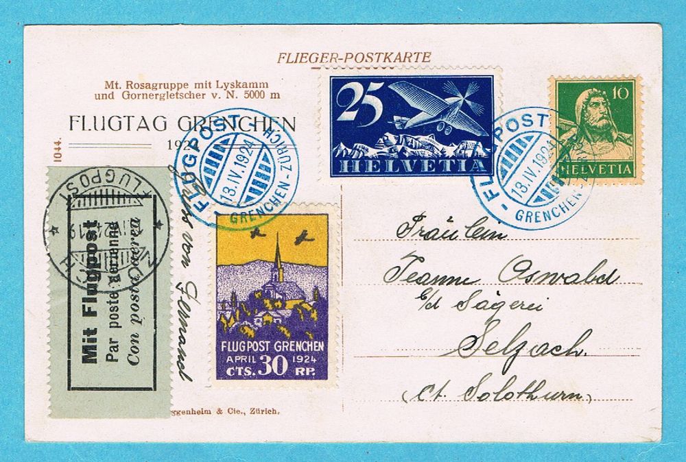 Flugtag Grenchen 13.IV.1924 mit Vig auf OK-Karte! Ab Fr.1! (Gebraucht ...
