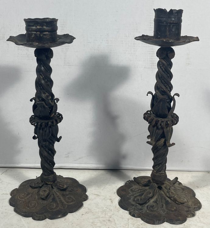 Paar Antike Eisen Kerzenständer | Kaufen auf Ricardo