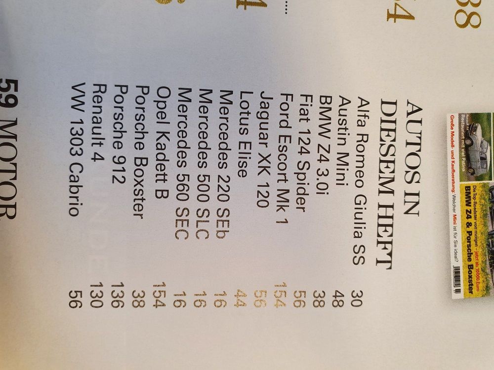 Motor Klassik 7/18 Mercedes 500 SLC 560 SEC BMW Z4 Giulia xx | Kaufen ...